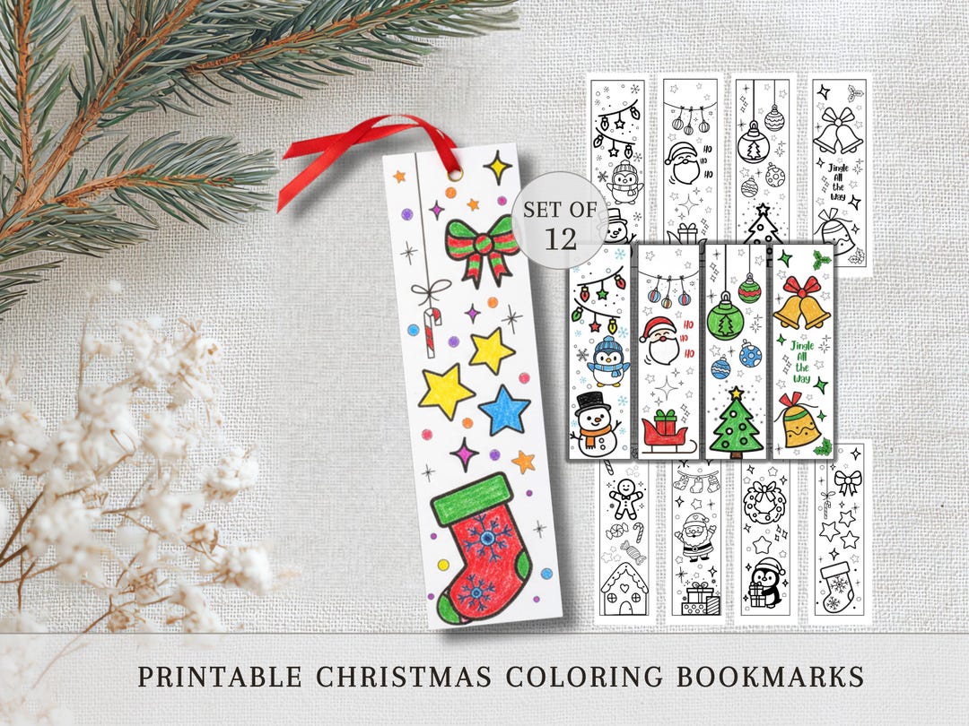 Christmas Bookmarks for Kids, Printable Christmas Party Favors ...