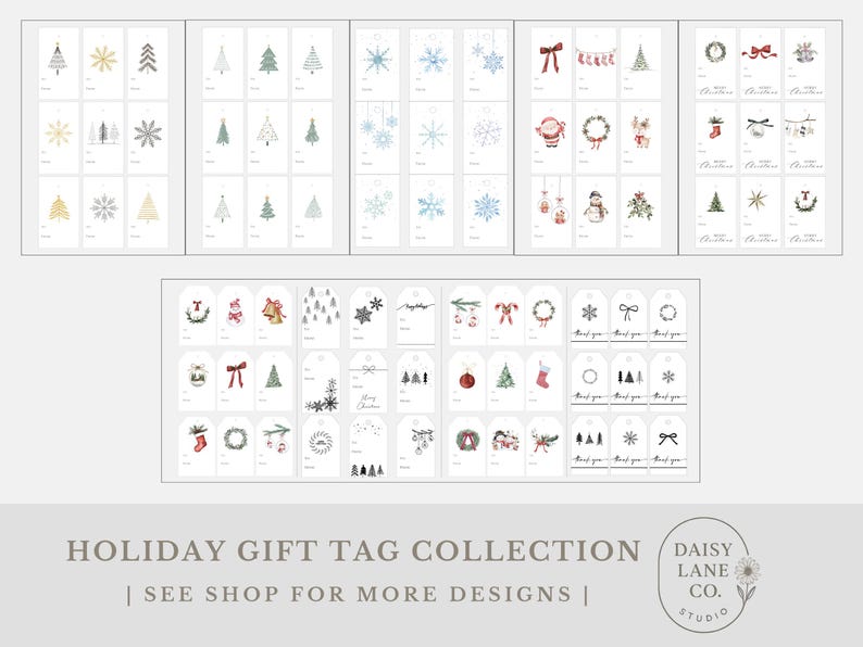 Thank You Tags, Favor Tags, Printable Set of 9 Gift Tags for Holidays ...