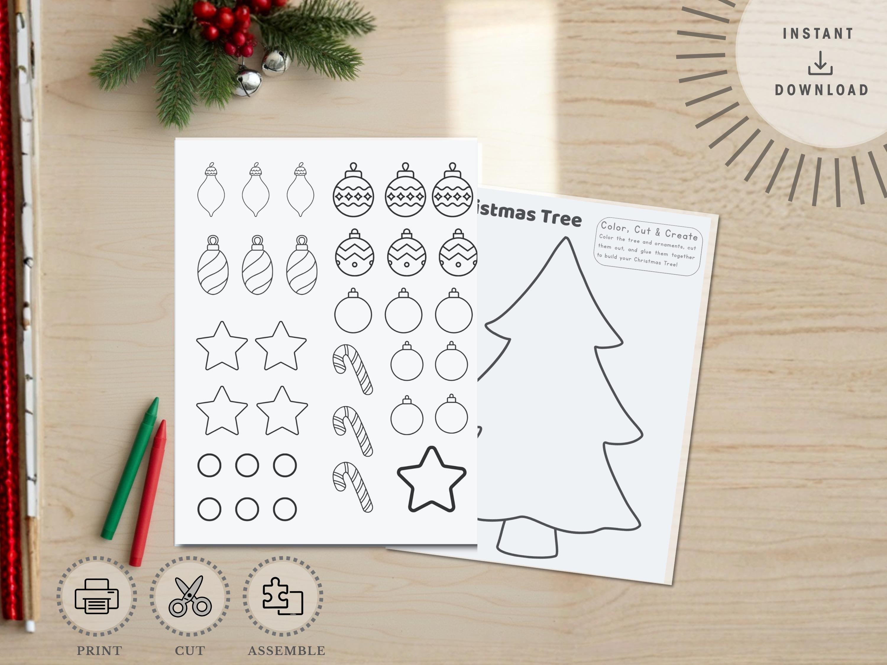 Build A Christmas Tree Craft, Printable Kids Activity, Christmas Color ...