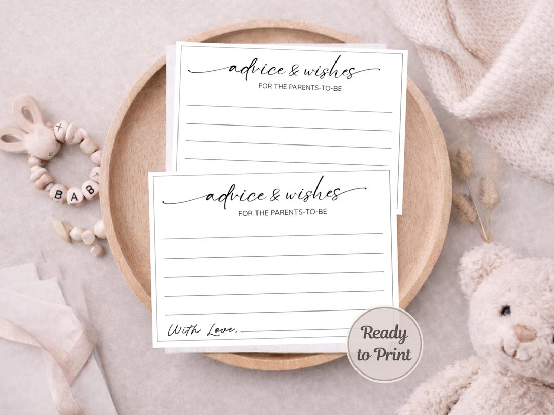 Minimalist Advice Cards Baby Shower Game, Printable Advice & Wishes ...