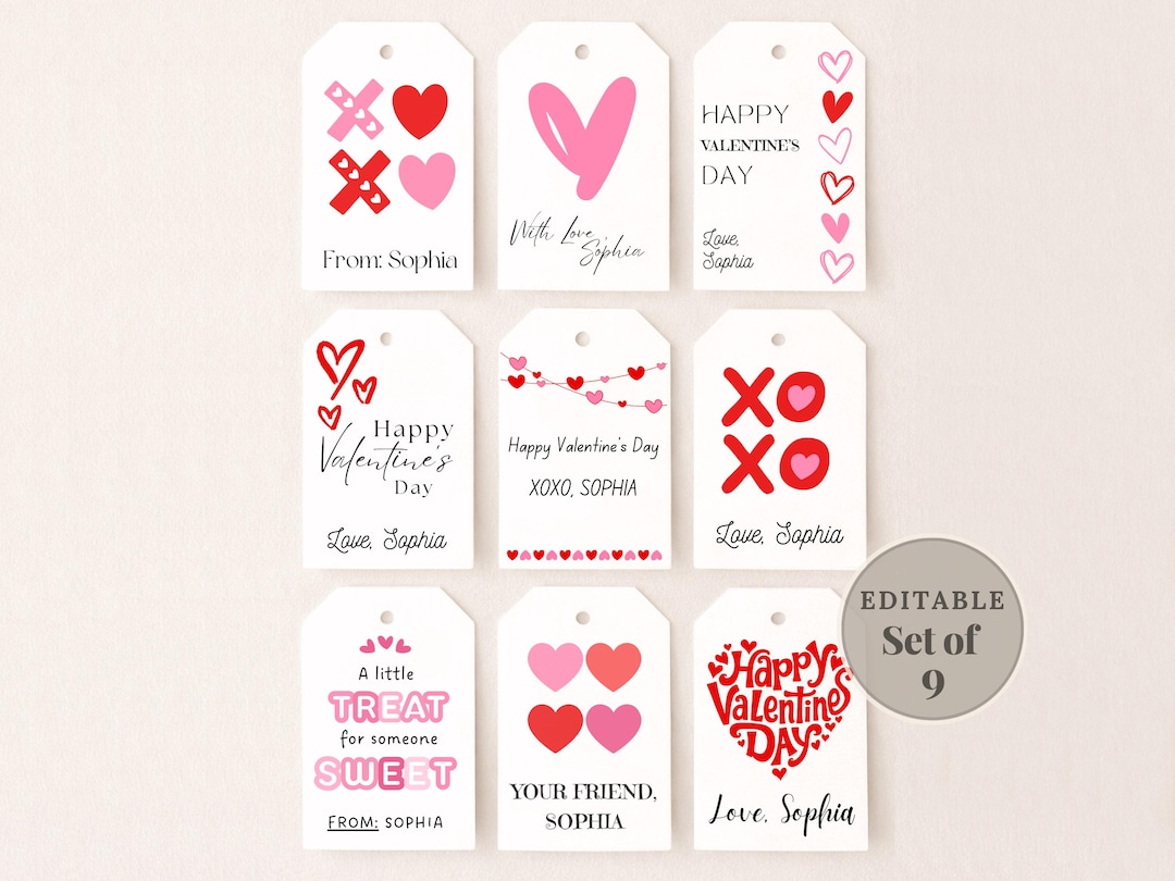 Buy Editable Valentine’s Day Gift Tags, Printable Valentine Tags, Kids ...