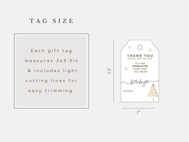 Holiday Teacher Thank You Tags Printable, Teacher Appreciation Tags ...