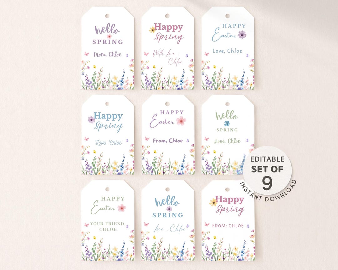 Editable Easter Gift Tags, Spring Gift Tags Printable, Kids Easter ...