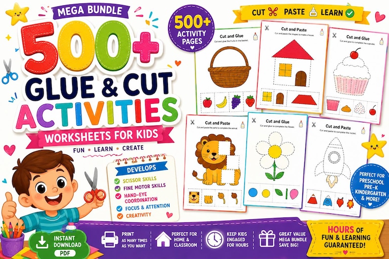 500+ Glue and Cut Activities for Kids | Printable Cut and Paste ...