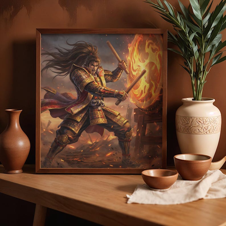 Maeda Keiji – Flaming War Drum | Samurai Fantasy Art | Mori No Akari ...