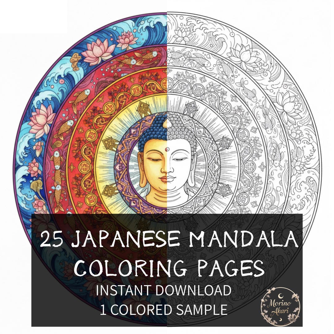 Japanese Buddha Mandala Coloring Pages for Adults | 25 Detailed ...