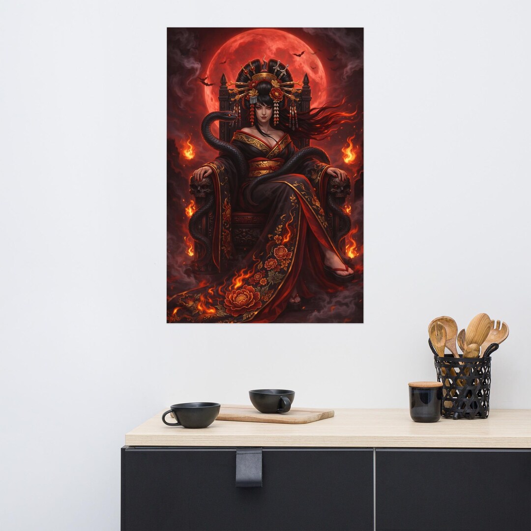 Jigoku Dayu Poster | Japanese Gothic Blood Moon Geisha Wall Art | Mori ...