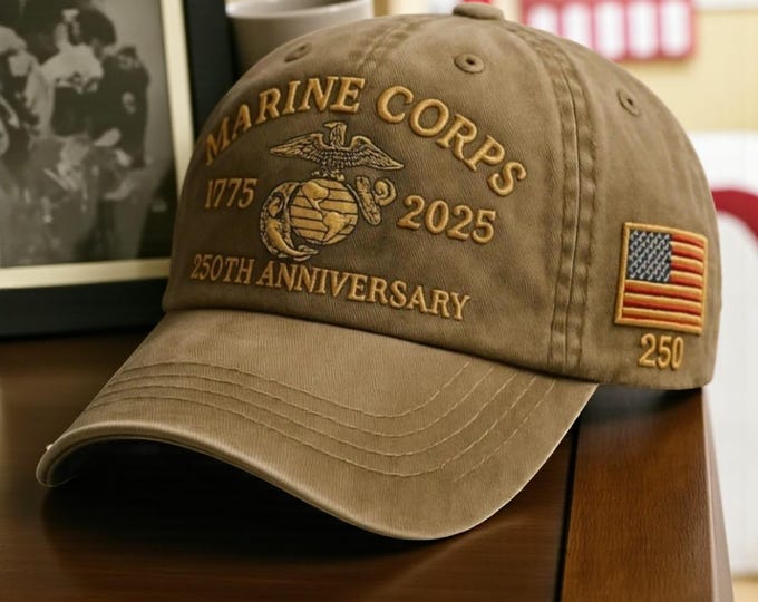 2 Color Embroidery Marine Corps 250th Anniversary Cap,marine Corps 1775 ...