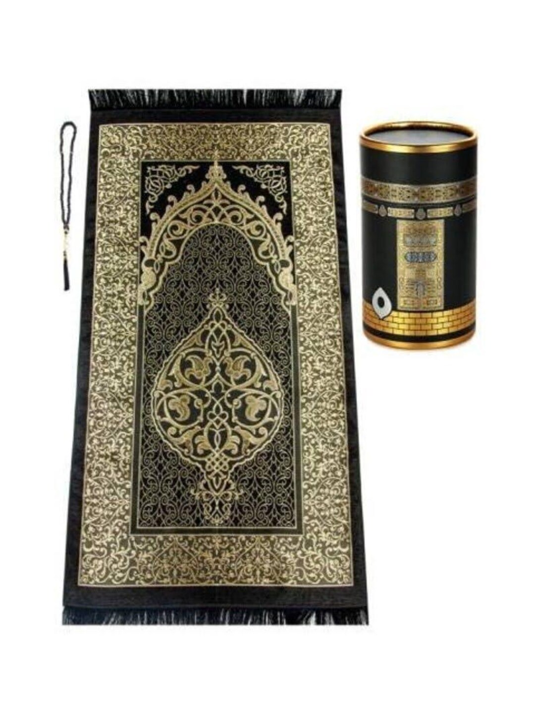 Islamic Prayer Mat Gift Set | Taffeta Rug, Pearl Rosary, Kaaba Box - Etsy