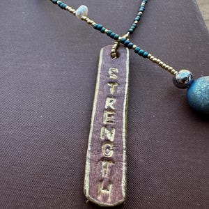 STRENGTH Beaded and Leather Bookmark - Etsy