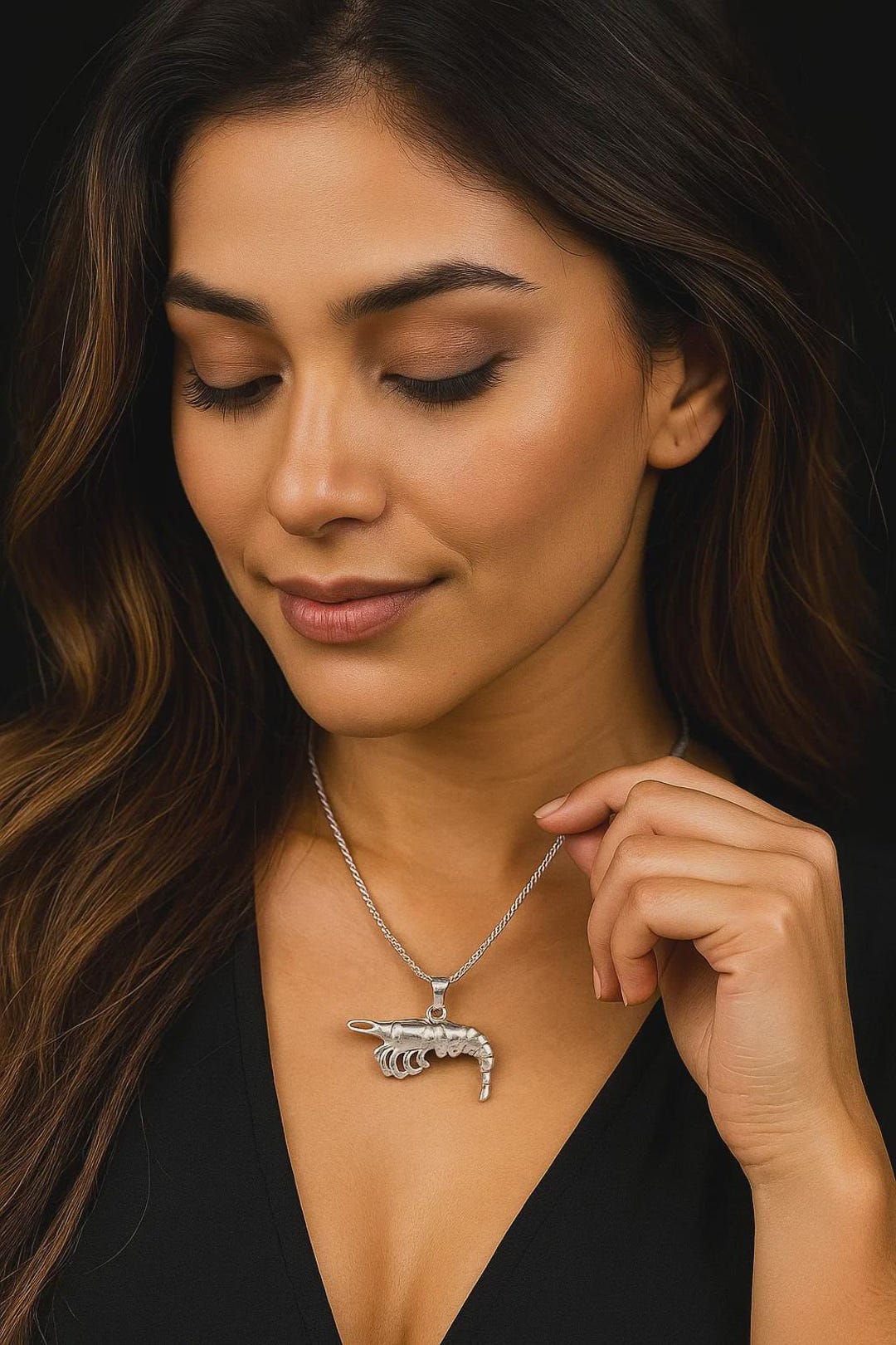 Handmade Sterling Silver Shrimp Pendant Necklace – Unique Ocean ...