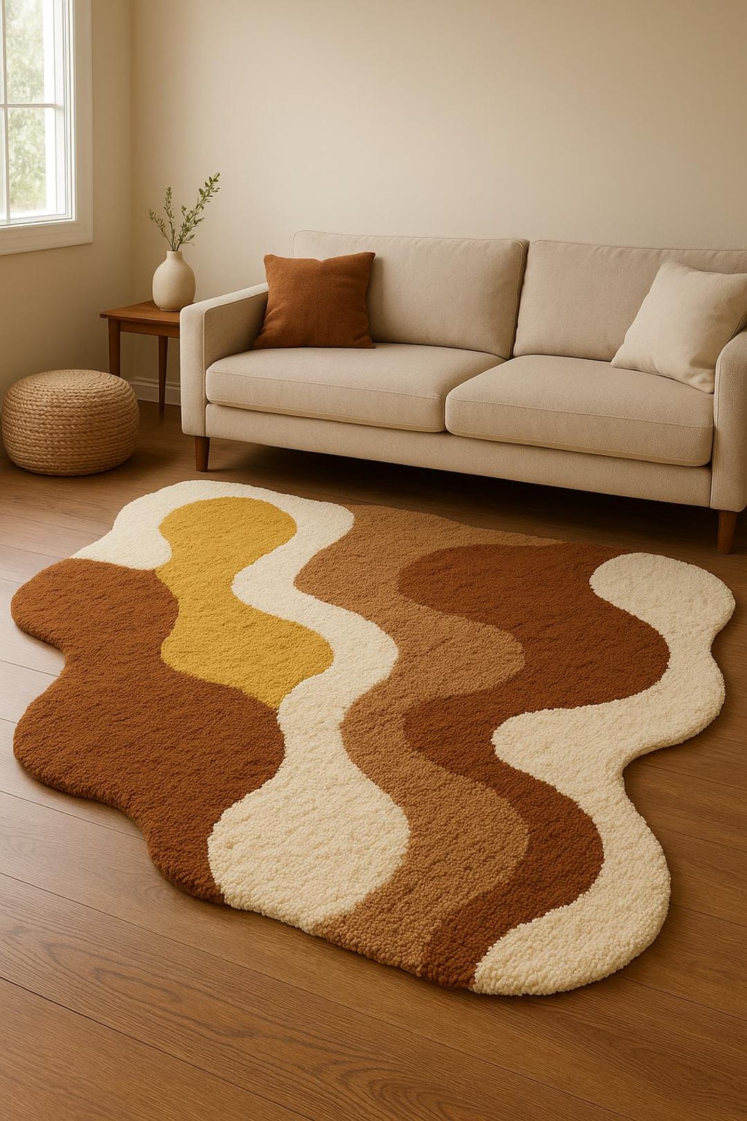 Handmade Tufted Irregular Shape Floral Rug – Vibrant Modern Bedroom ...