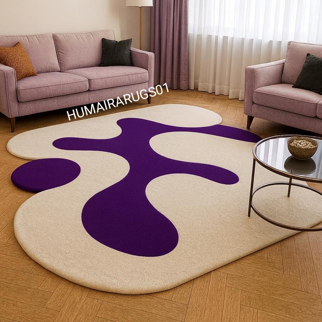 Abstract Purple Blob Rug | Modern Living Room Carpet - Etsy