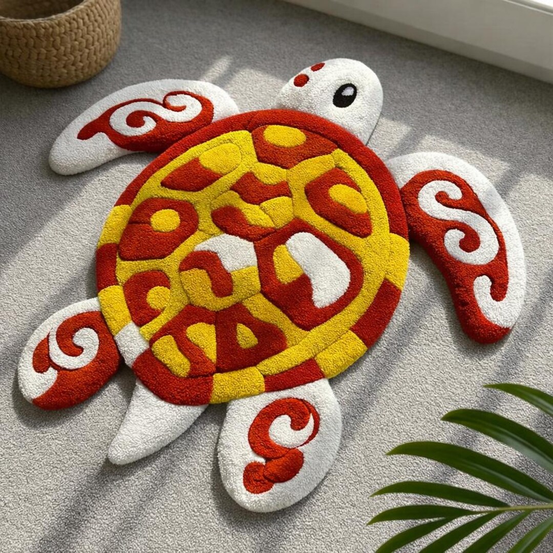 Turtle Nursery Rug | Soft Kids Play Mat, Colorful Decor - Etsy