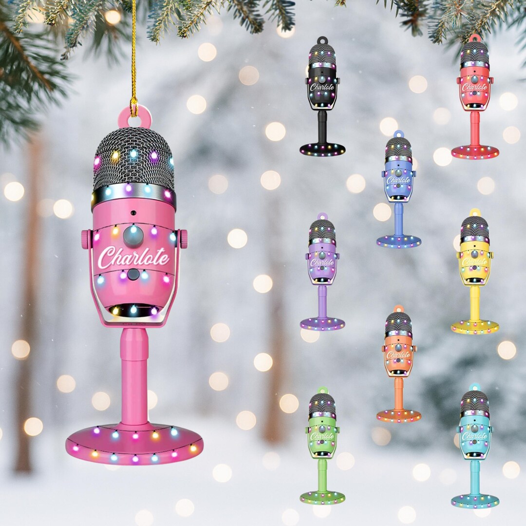 Personalized Microphone 2D Flat Ornament, Microphone Radio Shaped ...