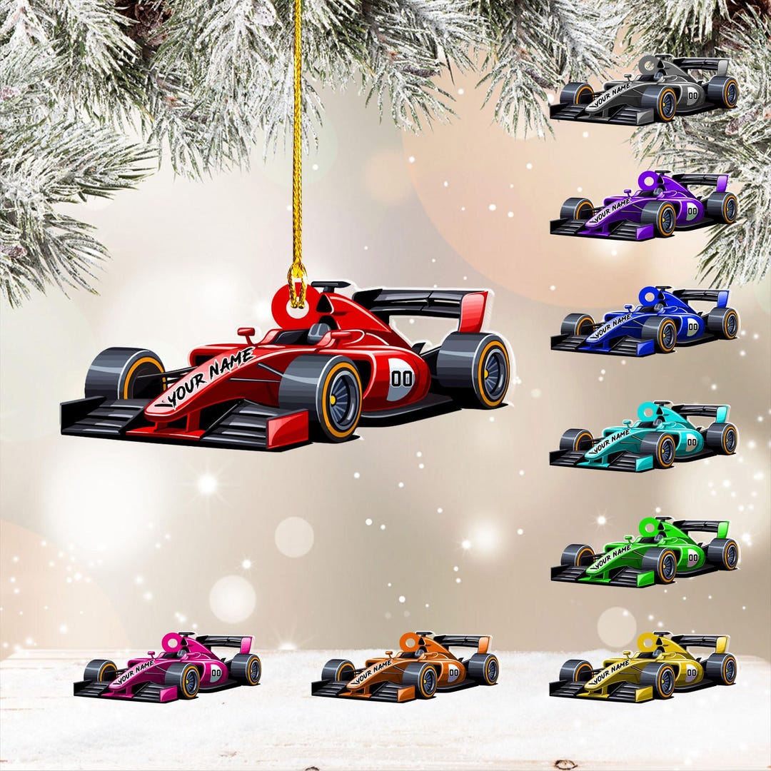 Personalized F1 Racing Car Ornament, Custom Name Christmas Ornament ...