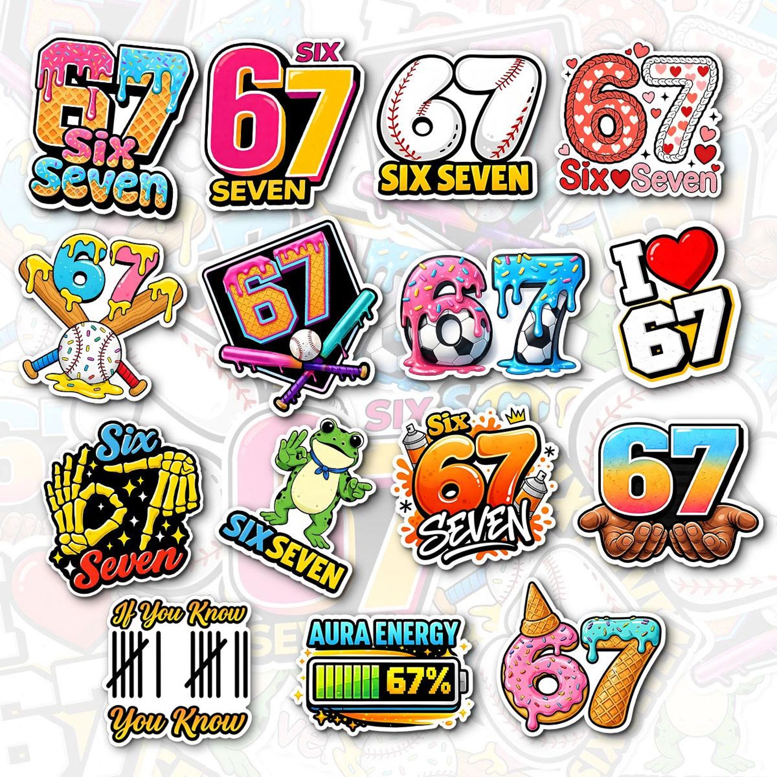 15 Pcs 6 7 Meme Stickers | 67 Hand Decals for Cups & Gifts | Funny Six ...