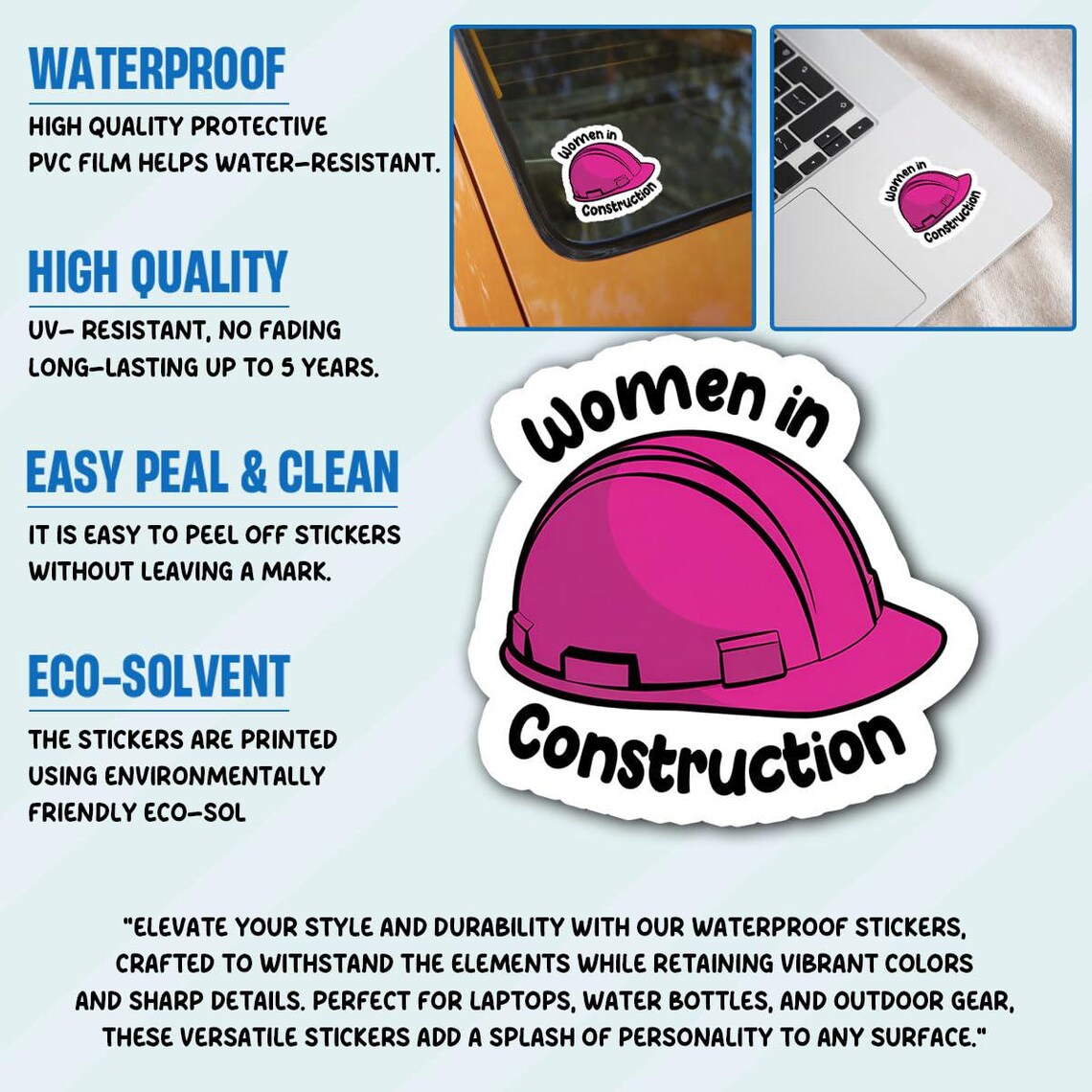 3pcs Women in Construction Sticker Funny Pink Hard Hat Gift for Female ...