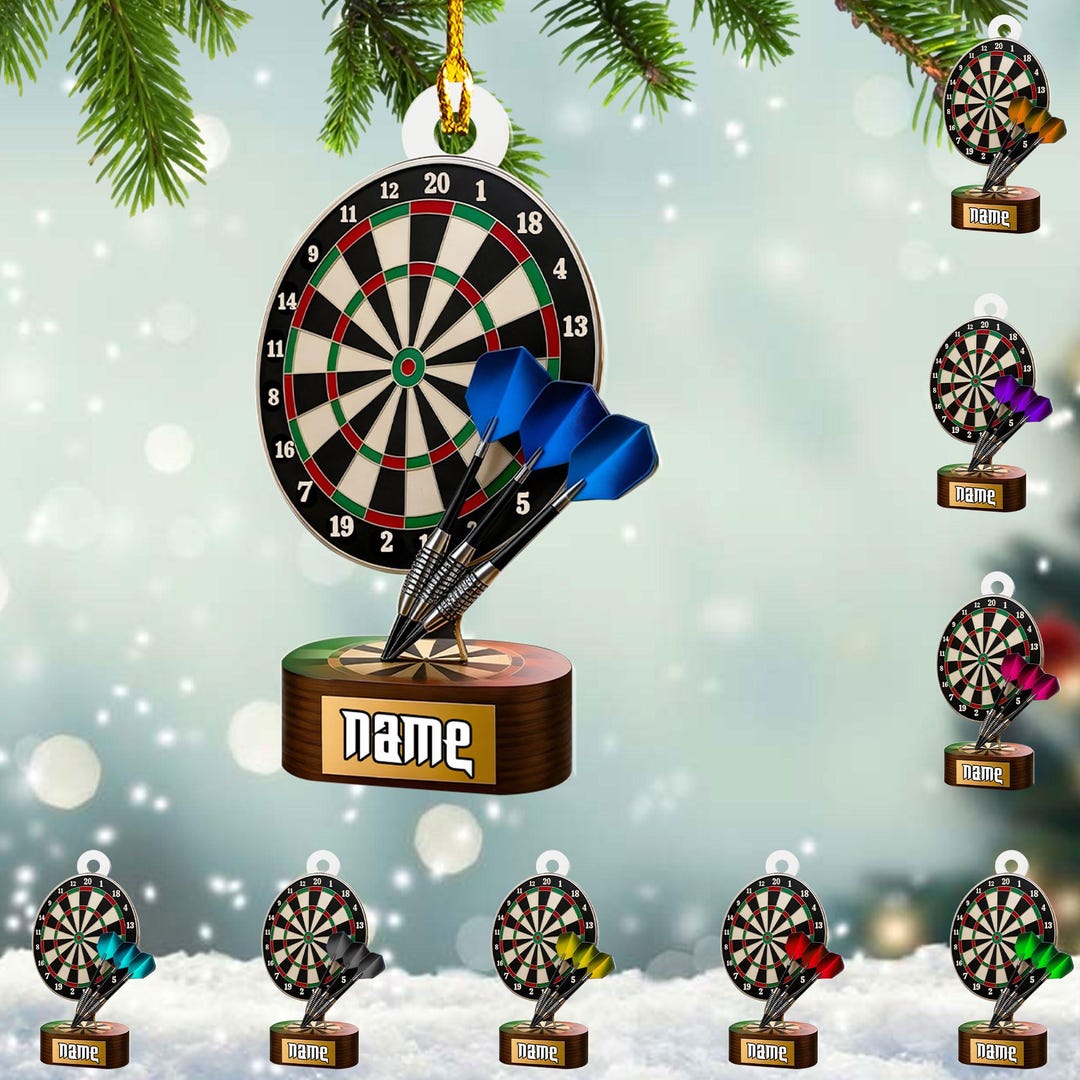 Personalized Dart Board Ornament, Custom Christmas Decoration for Dart ...