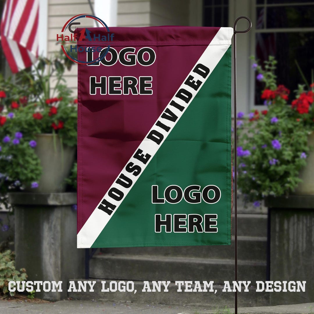 Personalized House Divided College Garden Flag, Split Baseball Teams ...