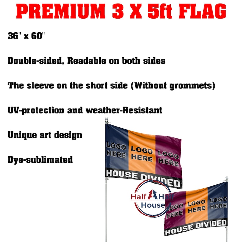 Two Team Sport Flag, Personalized House Divided Banner, Split Hockey ...