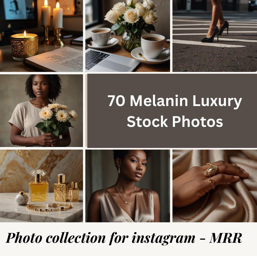 Luxury Melanin Stock Photos | Faceless AI Images, Social Media (70 Jpgs ...