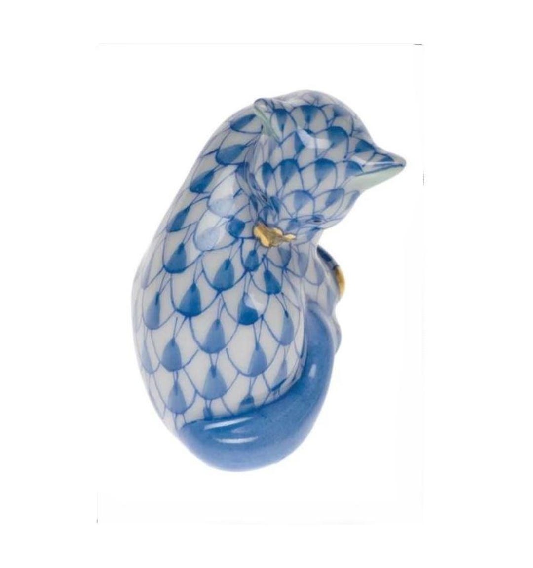 Herend Blue Fishnet Miniature Grooming Cat Porcelain Hand-painted 5283 ...