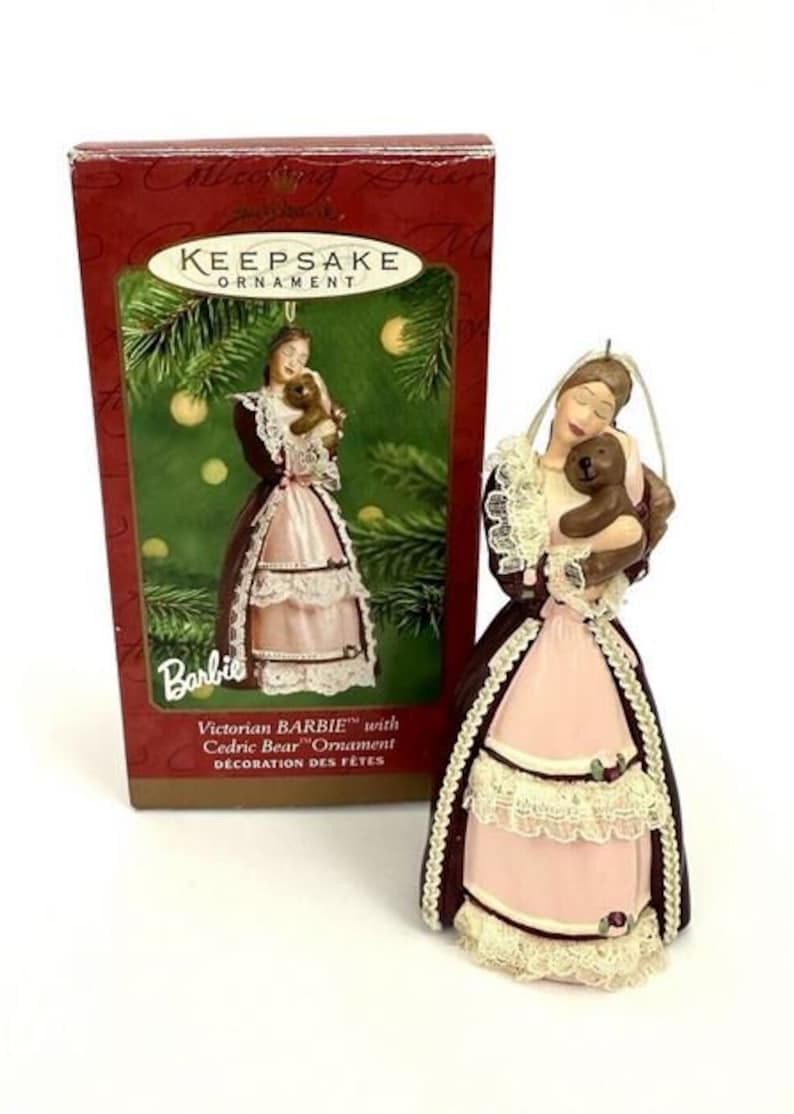 BARBIE Victorian & Cedric Bear Porcelain Ornament, 2001 Hallmark ...