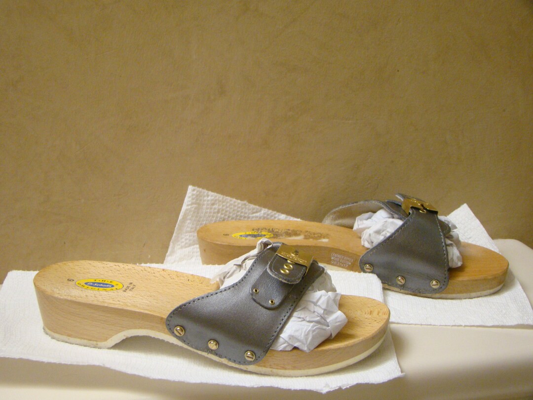 Dr Scholls Original Wood Exercise Sandal Leather Slide - Size 6 - Made ...