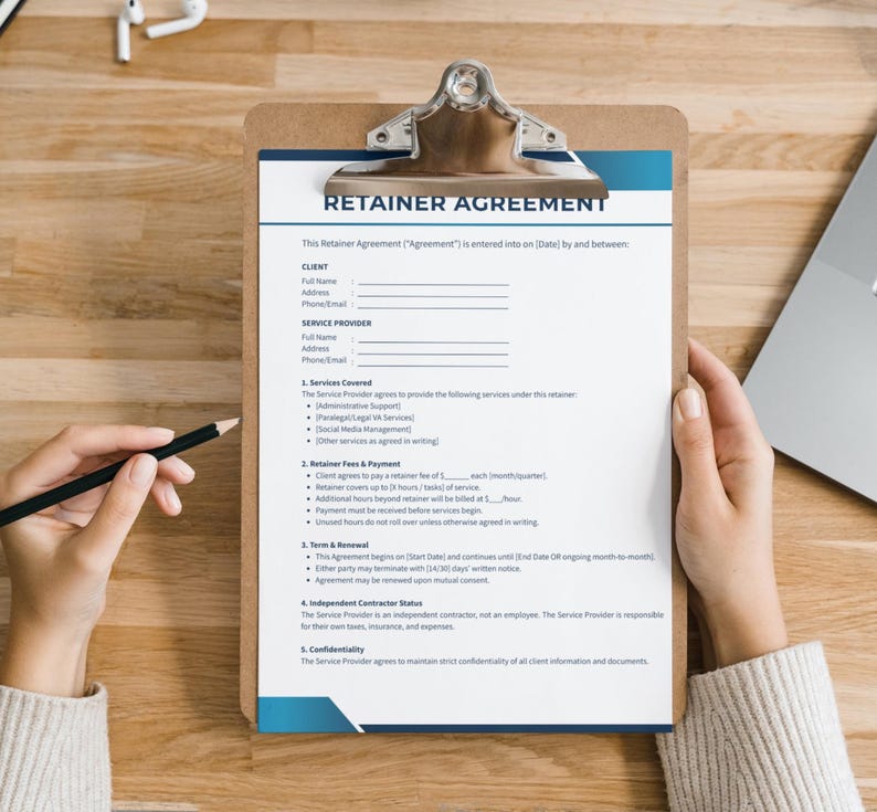 Editable Retainer Agreement Template, Service Retention Contract ...