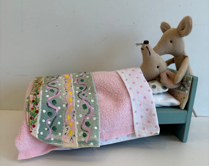 6 Inch Hand Crafted Wooden Doll Bed Includes Linens*fits Maileg Mice - Etsy