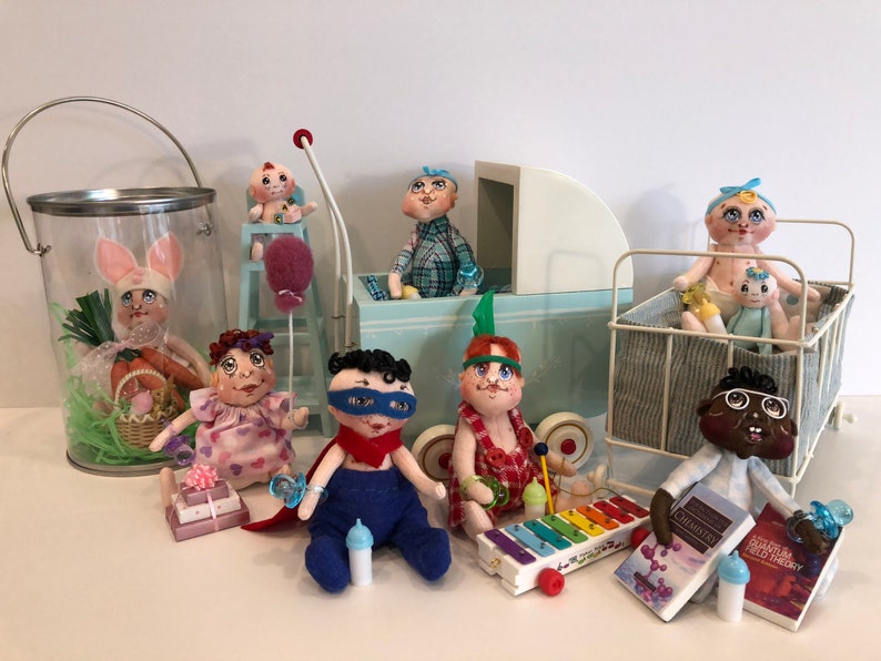 BABY BOY and His Toys 5 Inch Cloth Doll Handmade Hand Painted | Etsy