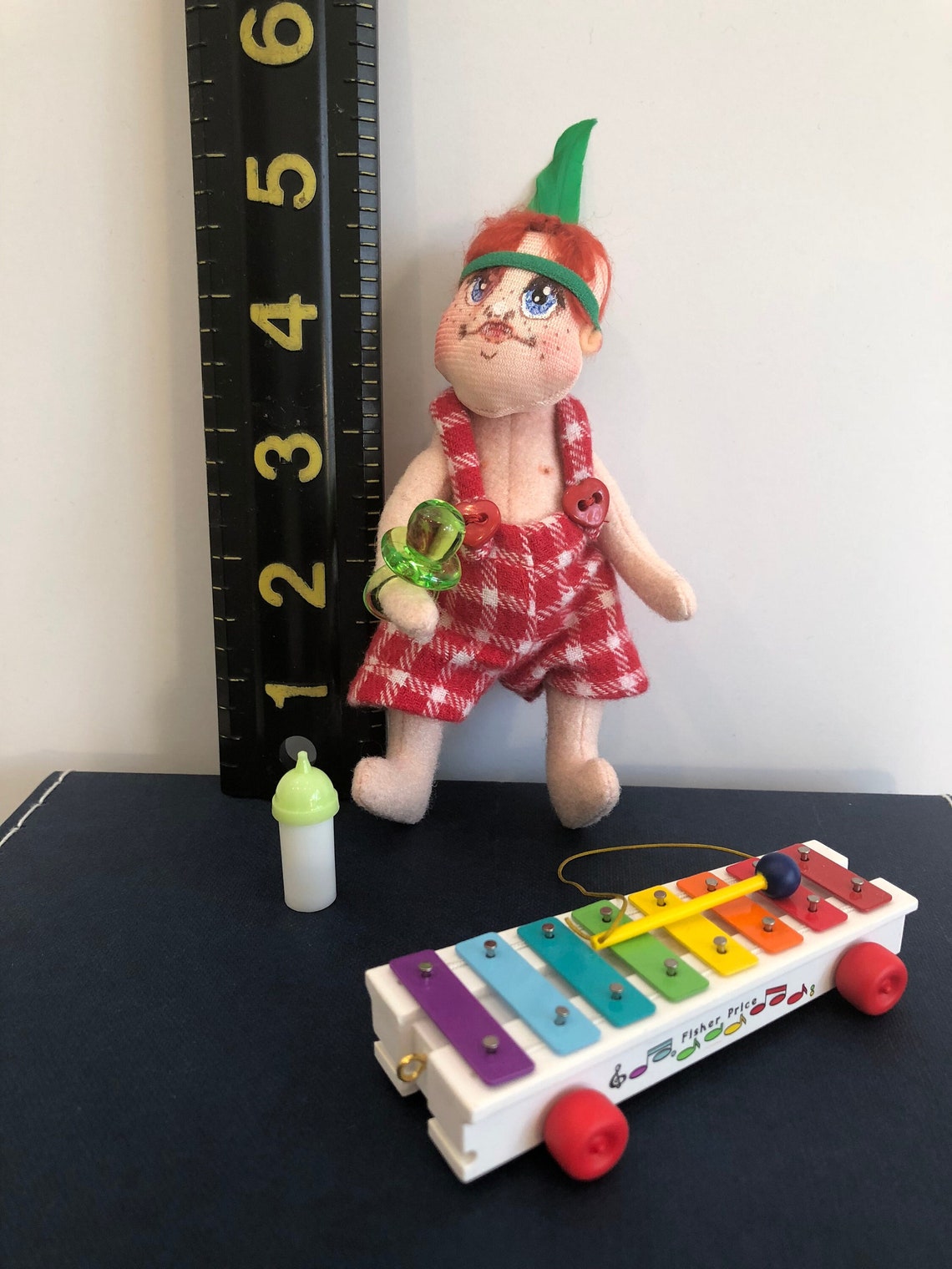 BABY BOY and His Toys 5 Inch Cloth Doll Handmade Hand Painted | Etsy