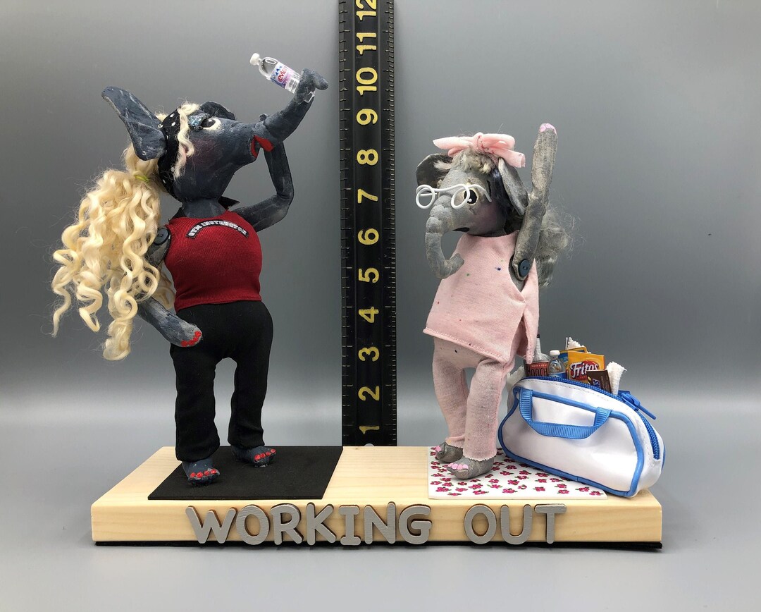 Art Dolls Animal, "working Out" 6" Cloth Dolls, Handmade, Hand Painted ...