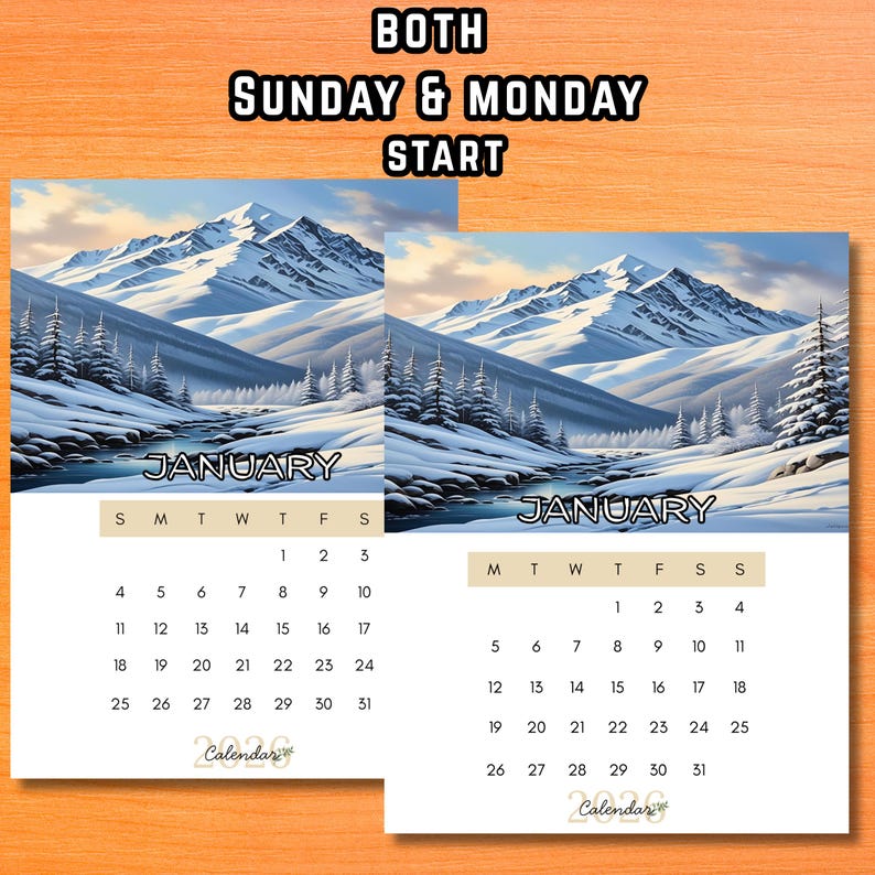 2026 Landscape Art Calendar, Minimalist Nature Print (digital Download ...