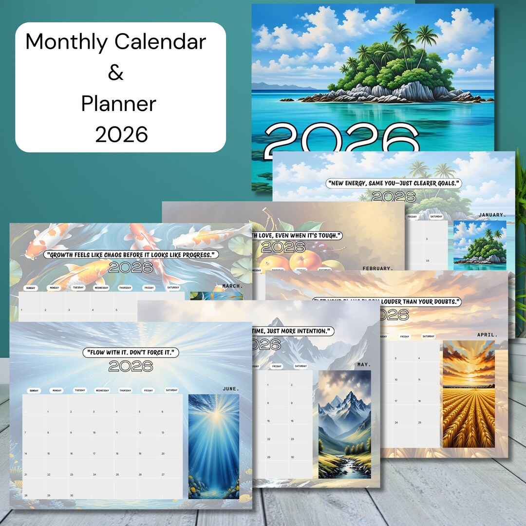 2026 Nature Photography Calendar | Monthly Planner, Motivational Quotes ...