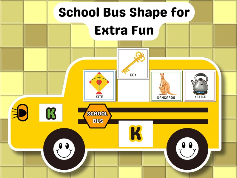 School Bus Alphabet Matching Game • Kids Uppercase Letter Activity (PDF ...