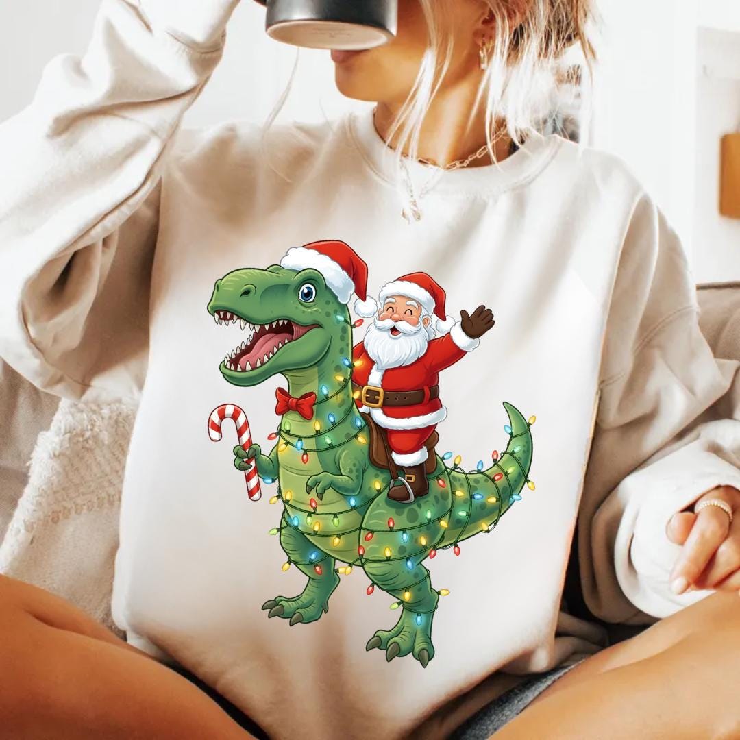 Christmas Dinosaur PNG | Cute Christmas Dino Clipart | Holiday T-shirt ...