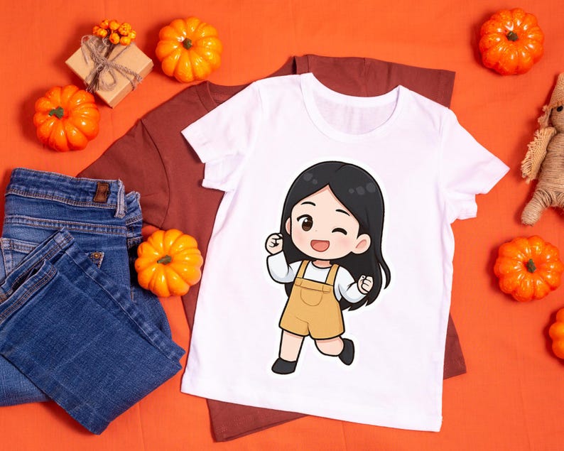 Kawaii Chibi Girl Stickers PNG Bundle, Anime Clipart (digital Download ...
