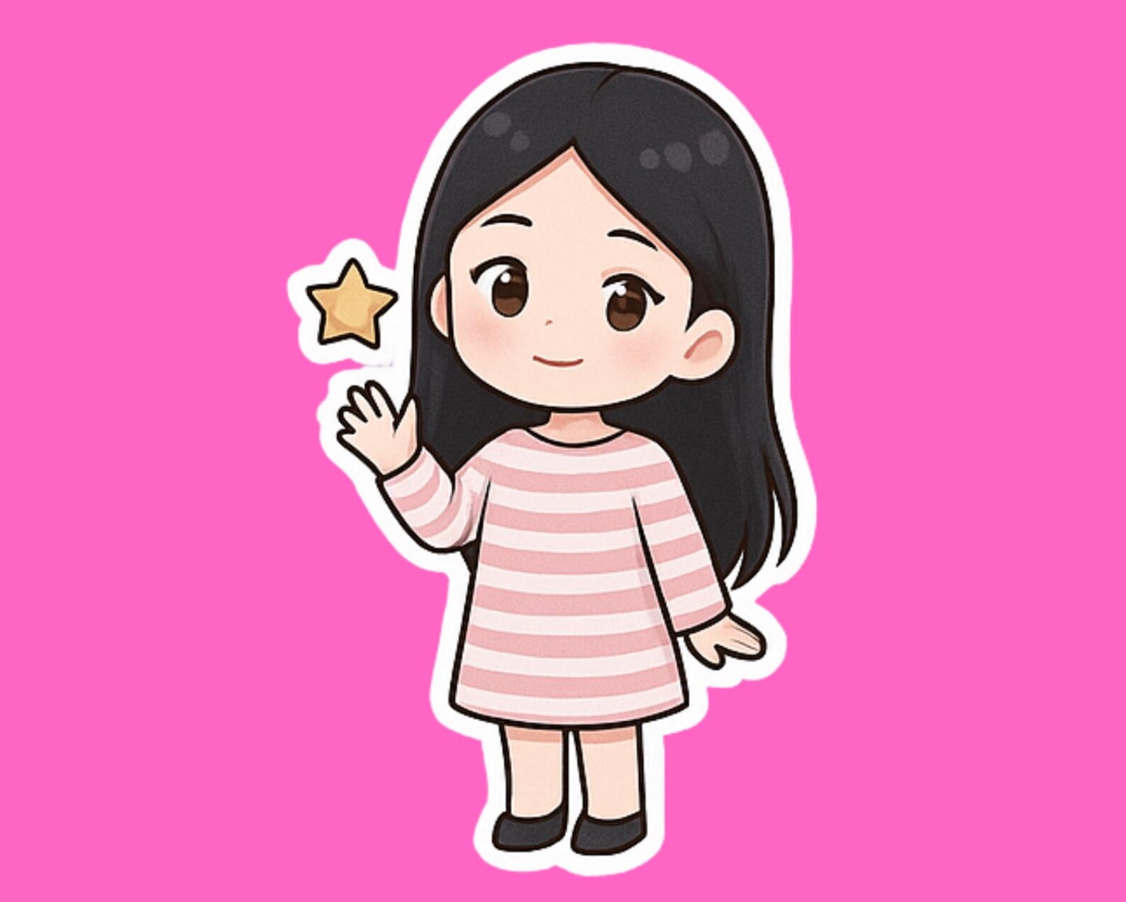 Kawaii Chibi Girl Stickers PNG Bundle, Anime Clipart (digital Download ...