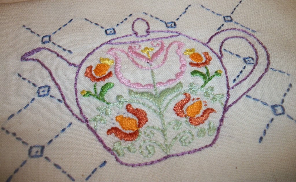 Tea Time Hand Embroidered Tea Towels Set of Six Cotton - Etsy