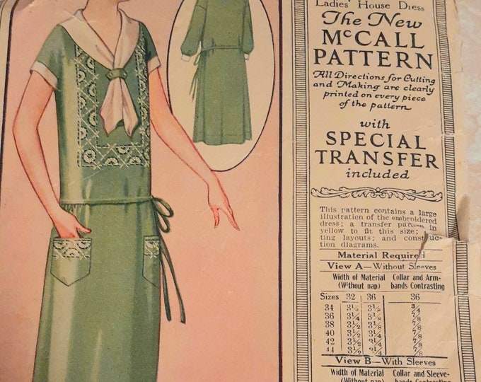Mccall Pattern Ladies House Dress 1920s 3792 Original Pattern SALE ...