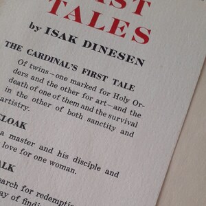 Last Tales, Isak Dinesen, Random House First Printing, Hardback, 1957 ...