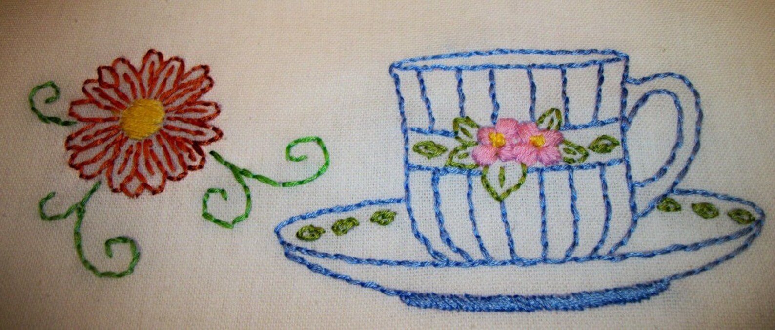 Tea Time Hand Embroidered Tea Towels Set of Six Cotton - Etsy