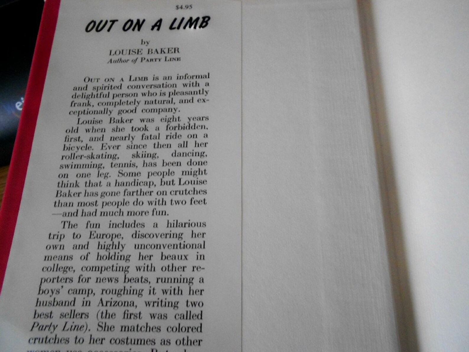 Out on a Limb, Louise Baker, 1946 Humorous Autobiography, Dustjacket - Etsy