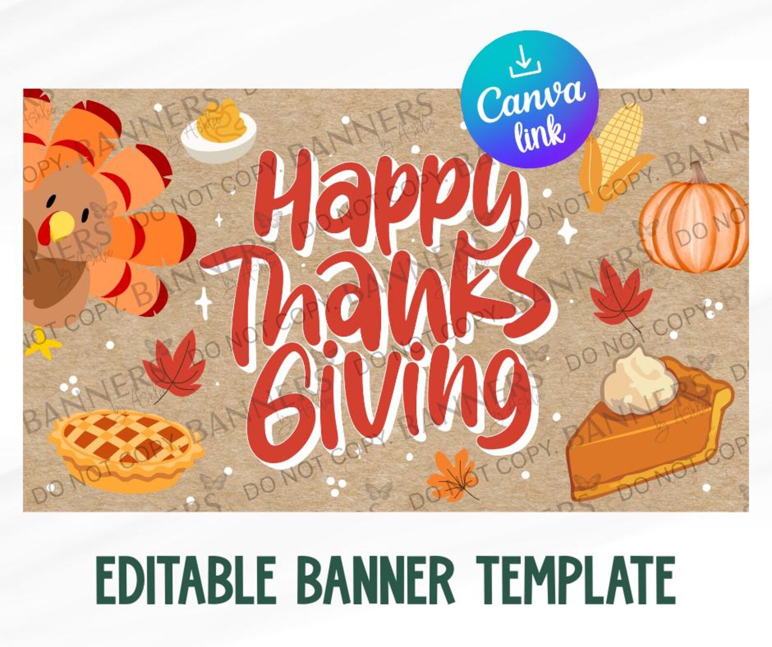 Happy Thanksgiving Banner Template (digital Download) - Etsy