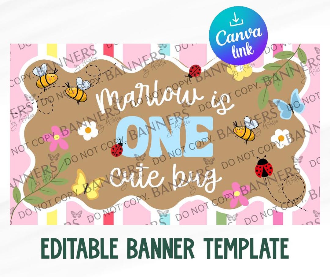 One Cute Bug Banner Template (digital Download) - Etsy