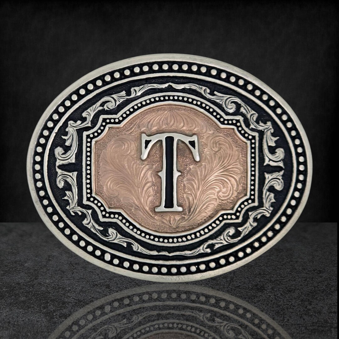 Montana Silversmiths Initial “t" Two-tone Cameo Western Belt Buckle ...