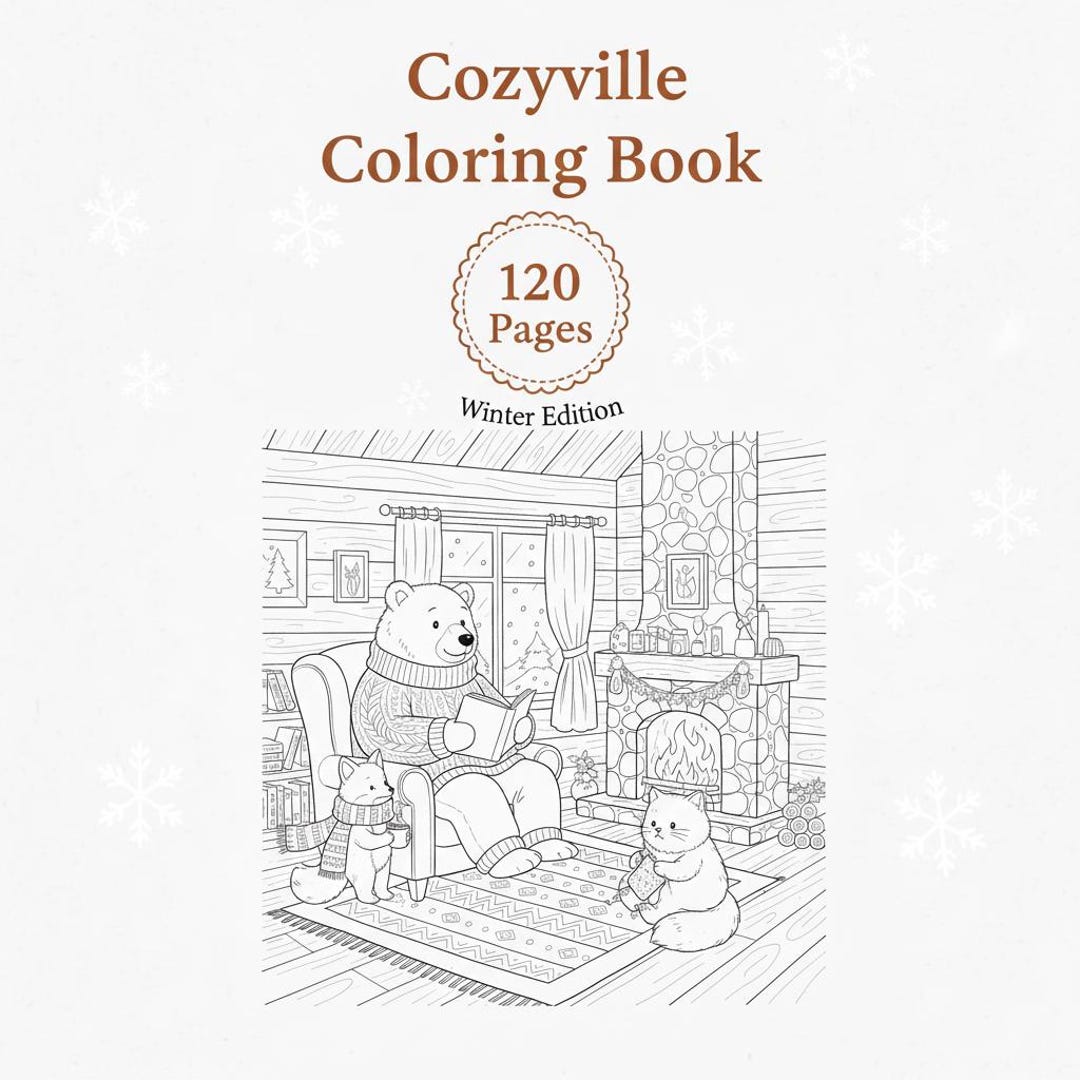 120 Cozy Coloring Book Pages (digital Download), Winter Inspired With ...