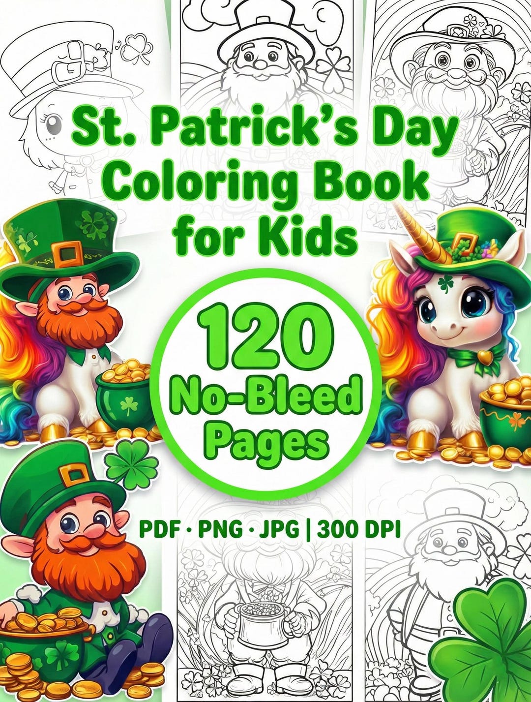 St Patrick's Day Coloring Book for Kids, 150 Pages (digital Download ...